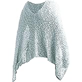 Van Klee Acrylic Popcorn Knit Long Poncho Wrap (Soft White) at Amazon ...