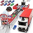 Amazon.com: Carrier Truck Race Track Kids Toys, Foldable 3 Layer Car ...