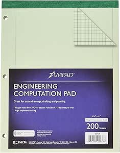Amazon.com : Ampad 22-138 Evidence Engineering Computation Pad, 3 Hole ...