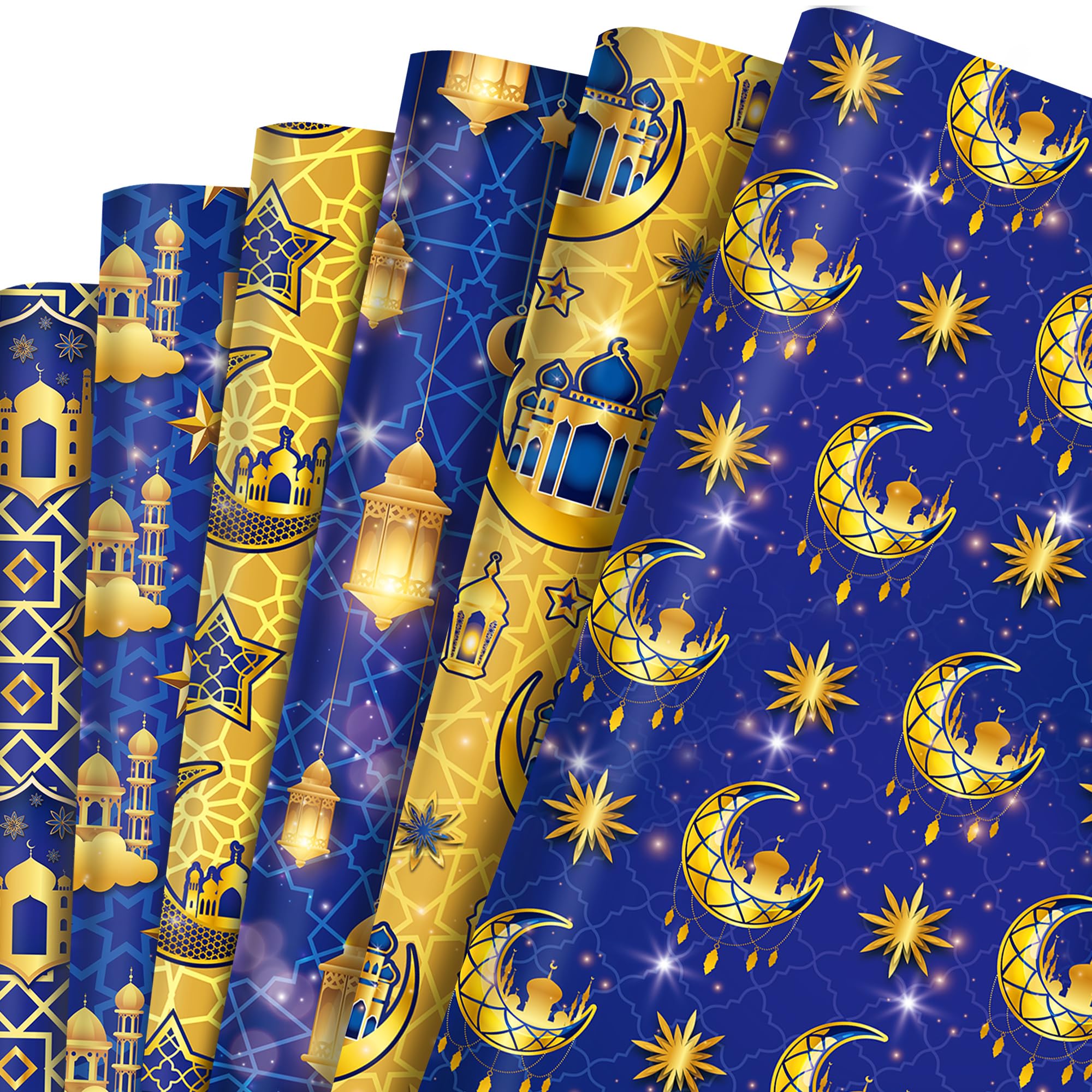 HOWAF Eid Mubarak Wrapping Paper 12 Sheets Ramadan Gift Wrapping Paper ...