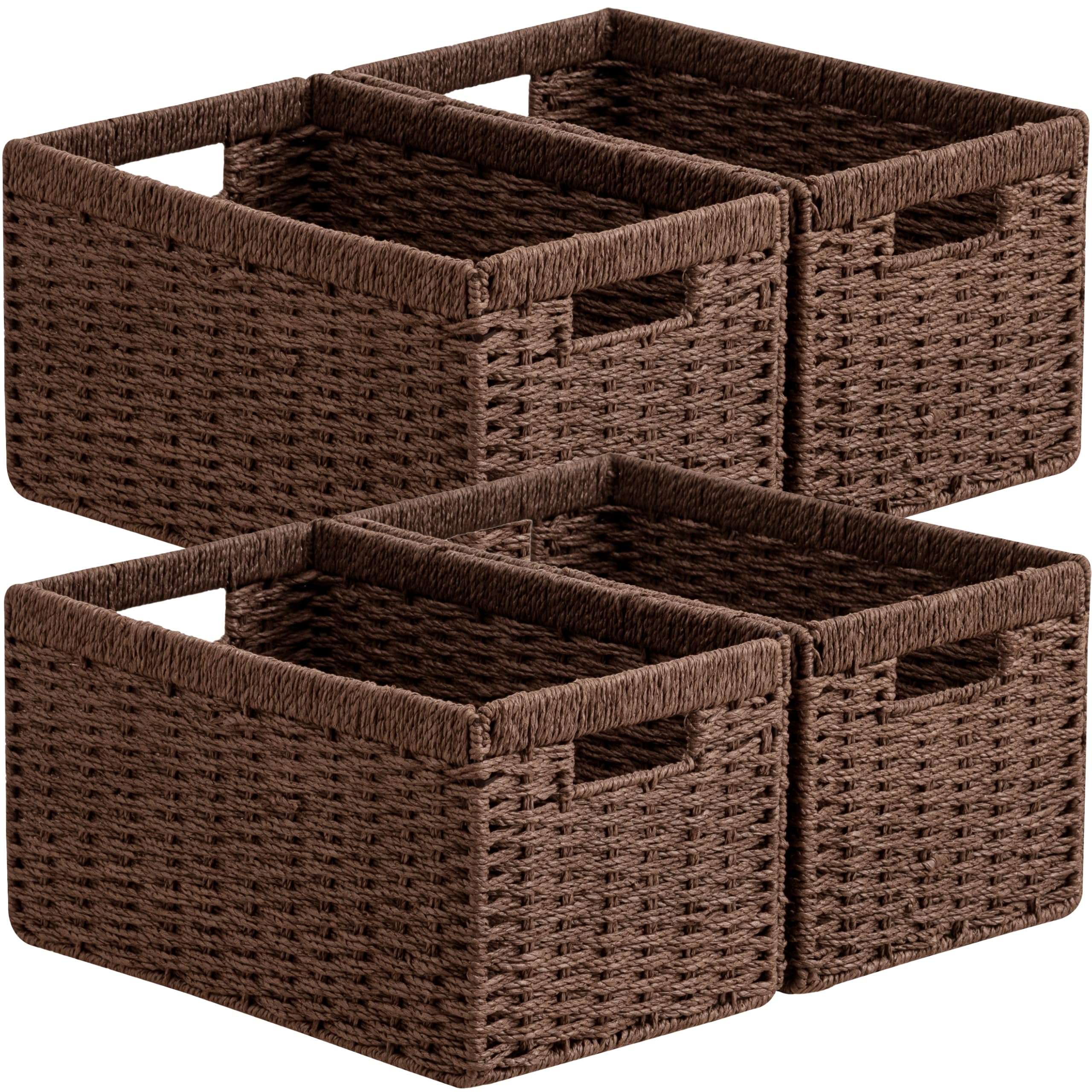 joybest Wicker Storage Baskets for Shelves, Rectangular Paper Rope ...