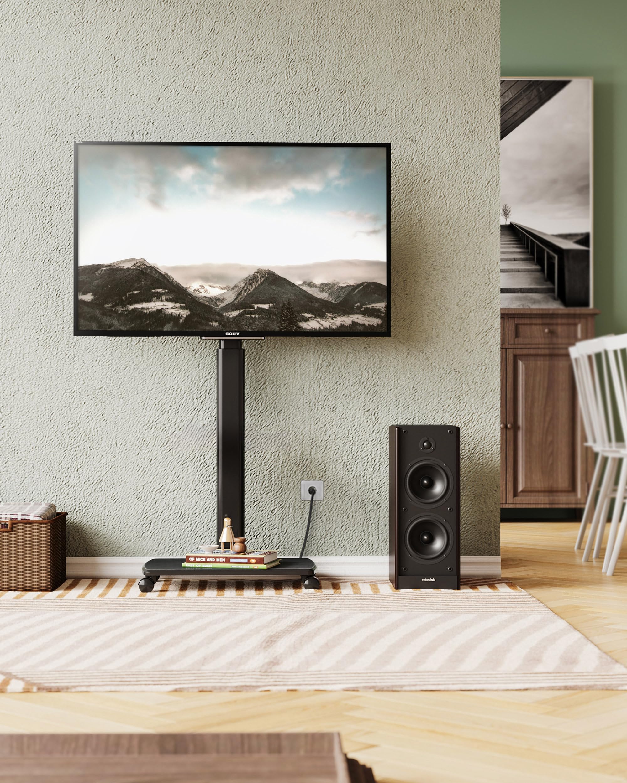 Portable TV Stand For Apartment Mobile TV Stand On Wheels For 23-65 ...
