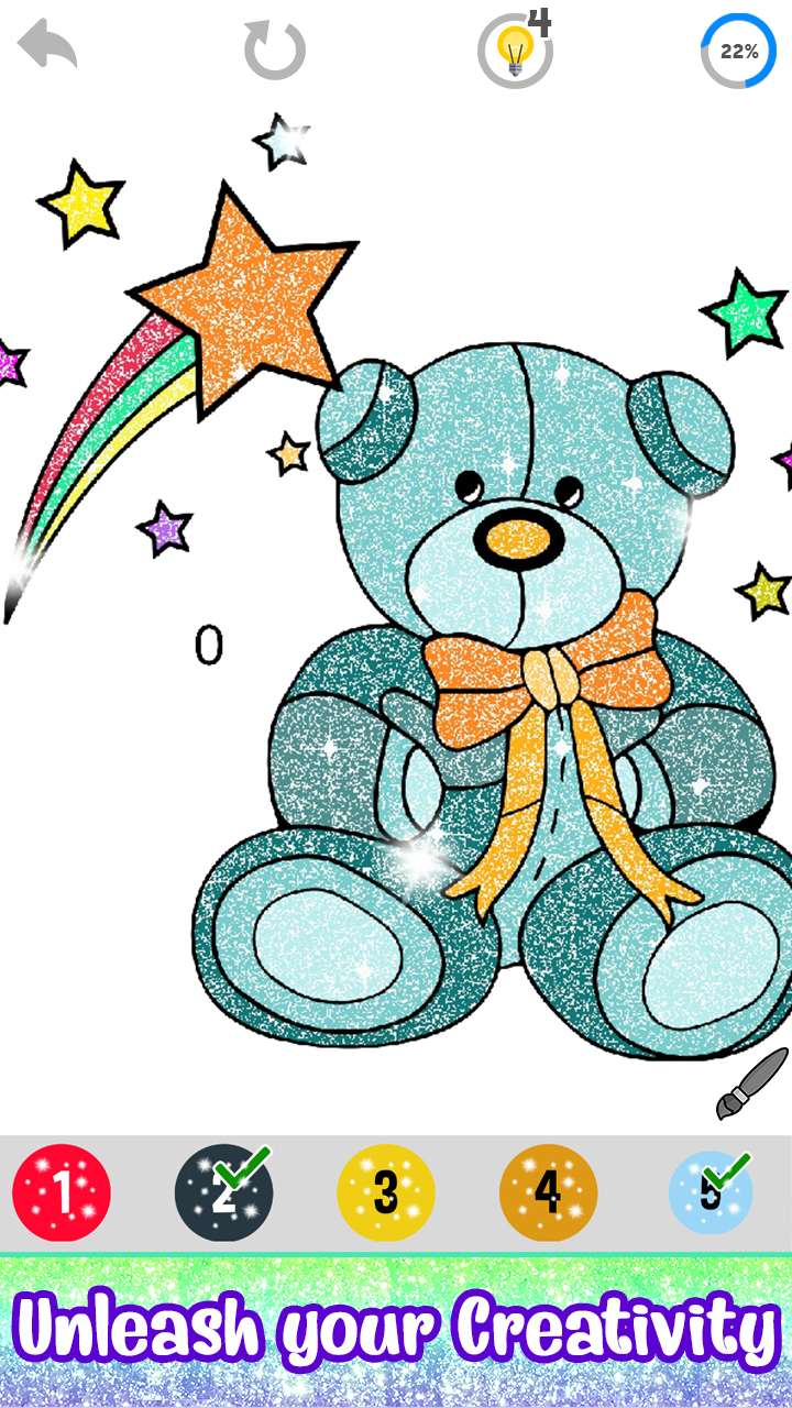 Amazon.com: Teddy Bear Color by Number - Grownups Paint + Glitter ...