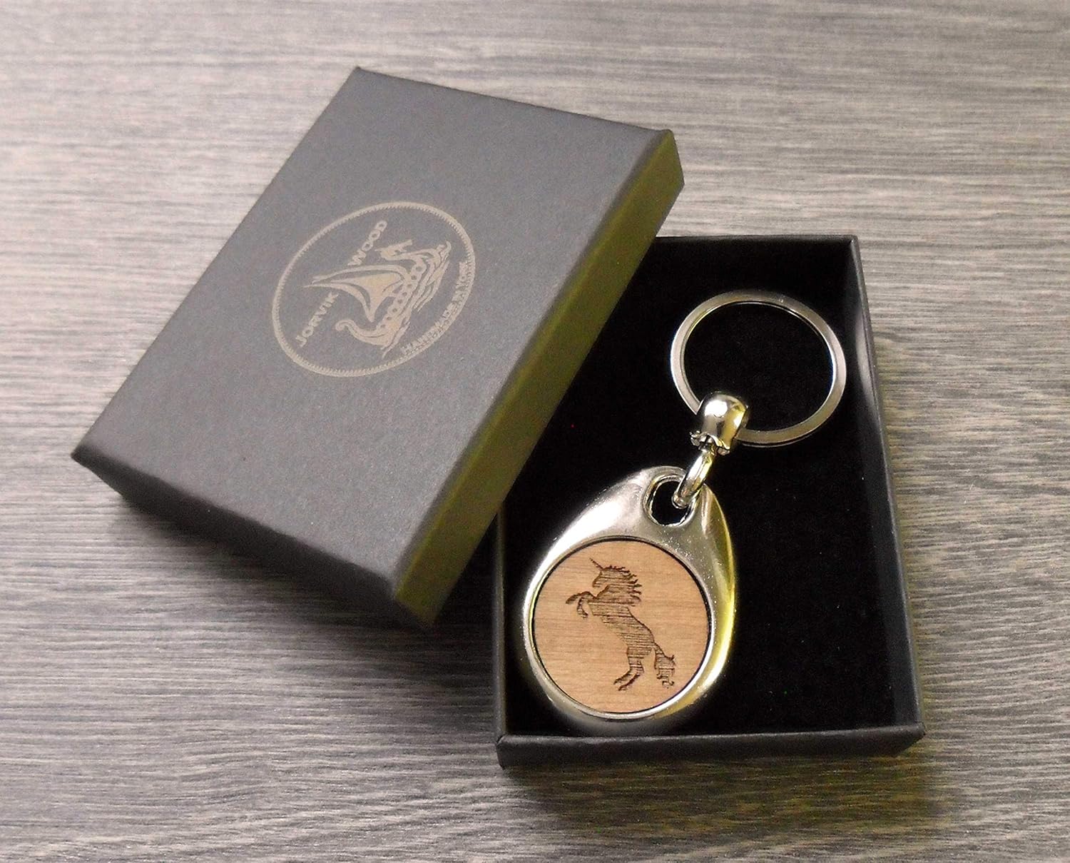 Jorvik Wood Unicorn Design Wooden Keyring with Gift Box – BigaMart