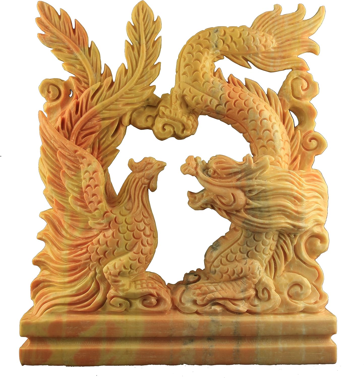 Amazon.com: Dragon Phoenix statue. Hand curved out of marble. 11.8’’ H ...
