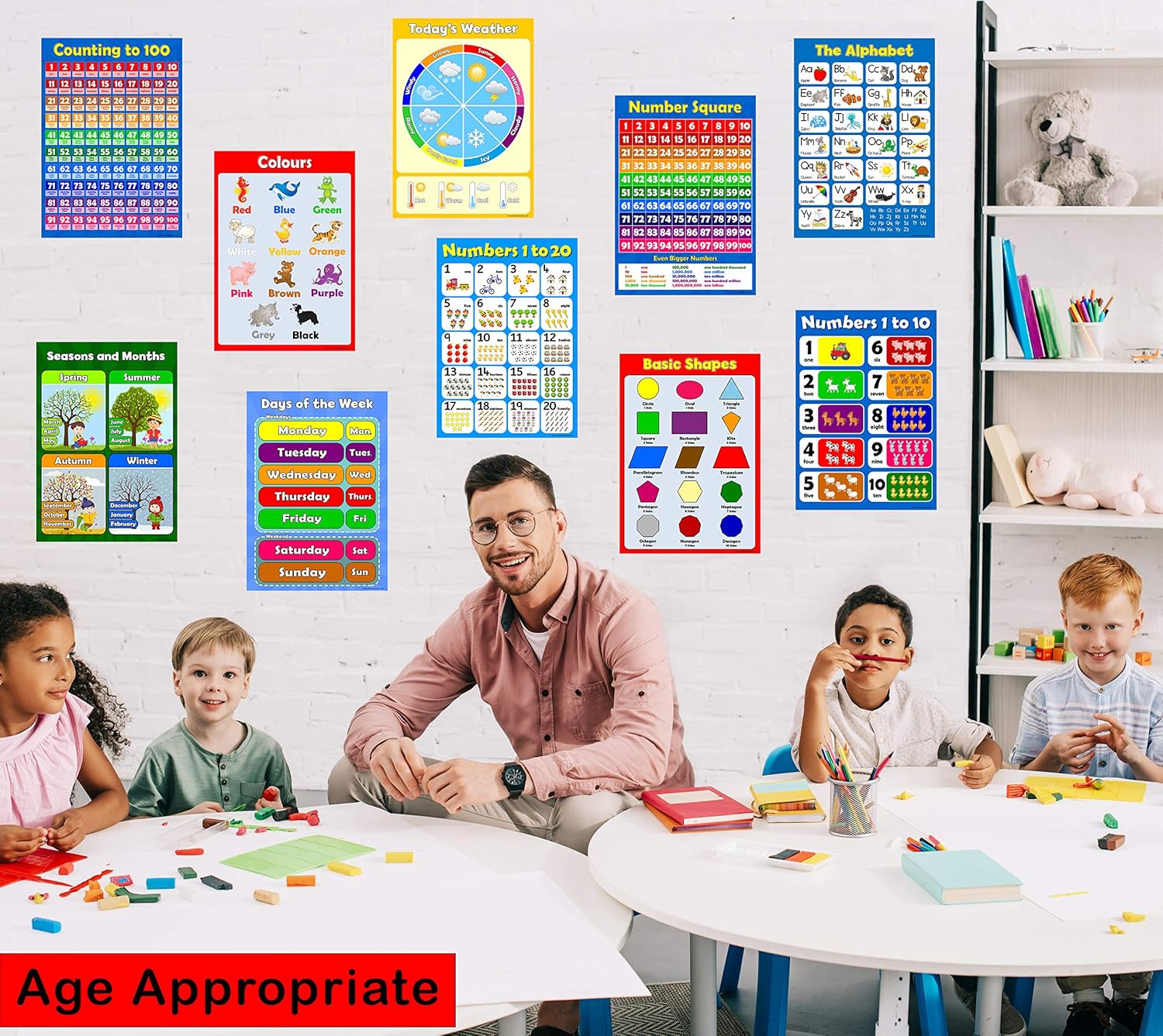 PRESCHOOL EDUCATIONAL GLOSSY POSTERS for Kids, Toddler, Nursery ...