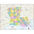 Amazon.com : 60 x 45 Giant Louisiana State Wall Map Poster with ...