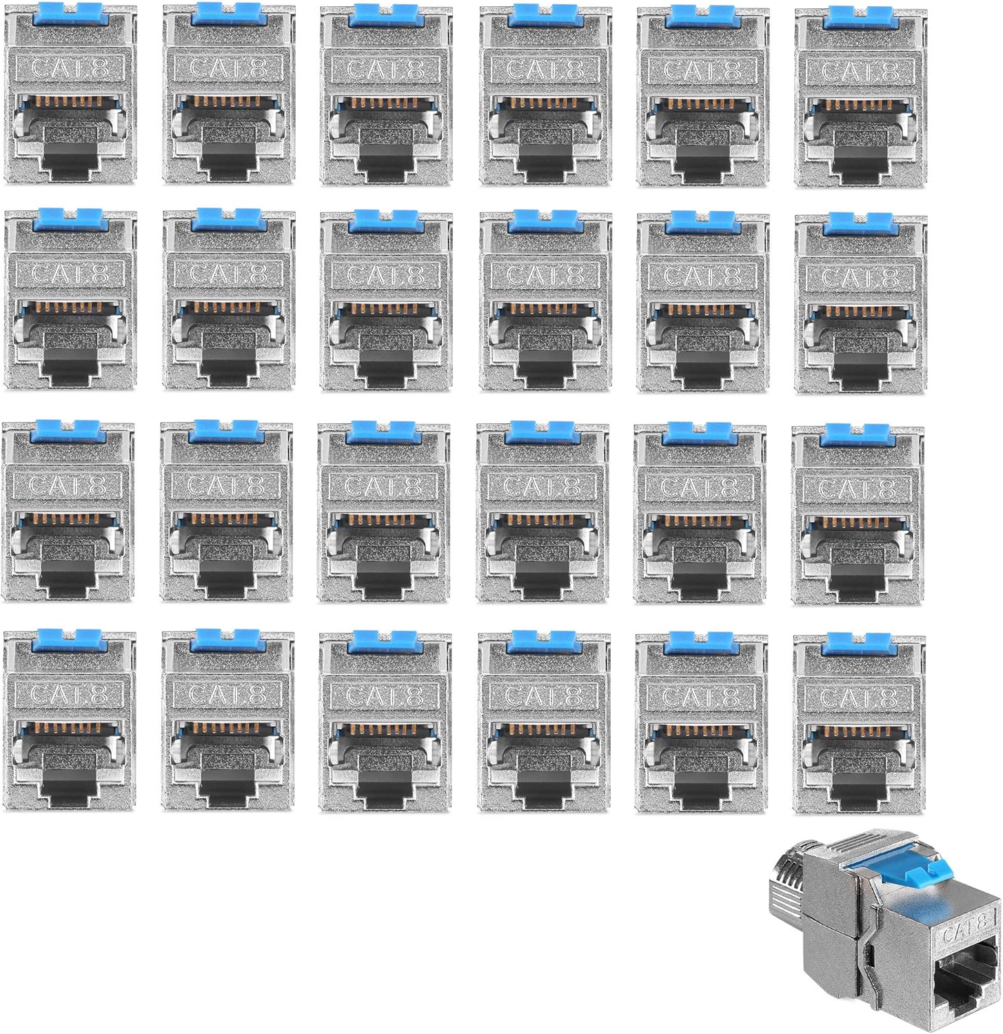 kwmobile Keystone Module Jacks – 24 Piece CAT-8 Shielded Keystone Jack RJ45 Cat 8 Ethernet ...