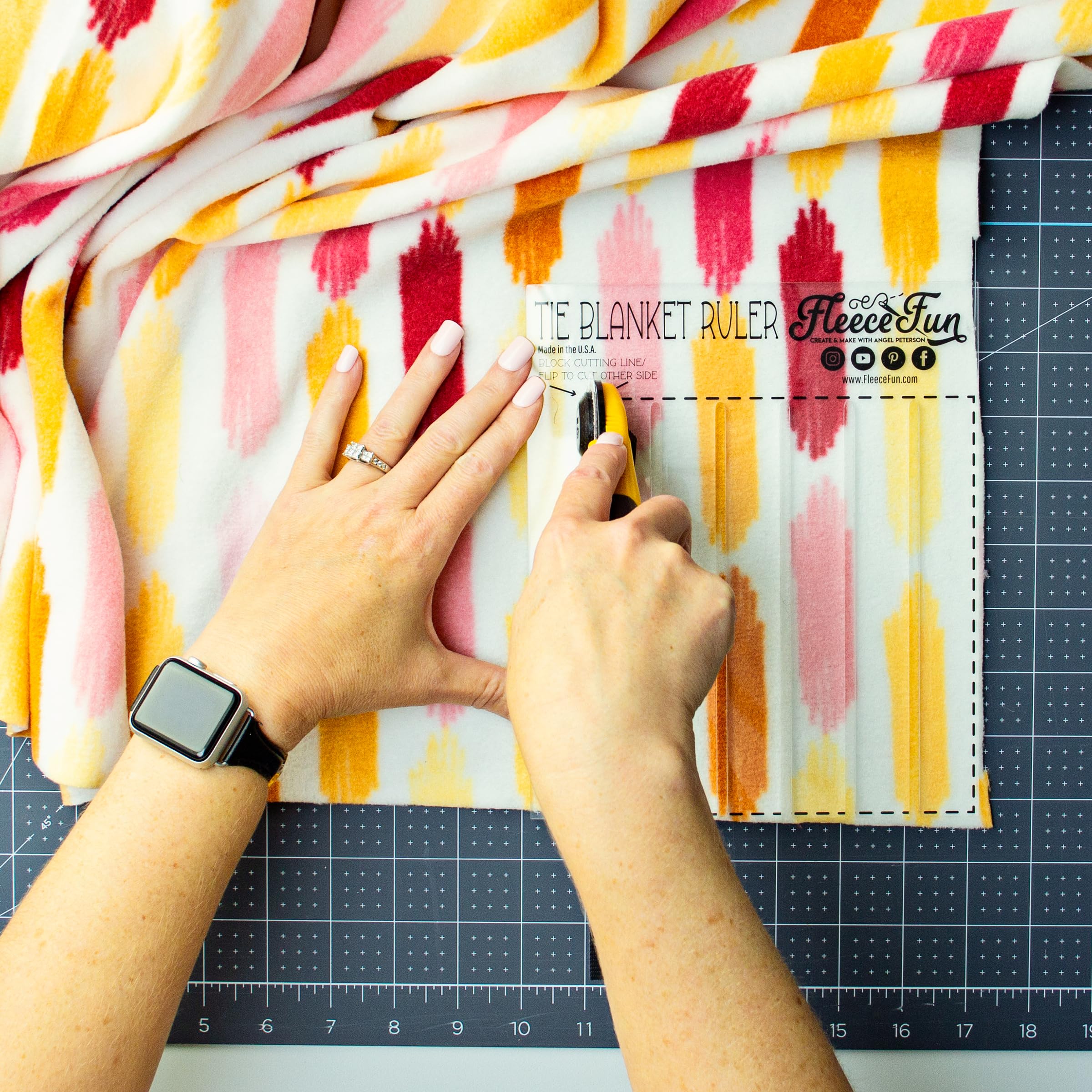 Fleece Tie Blanket Ruler Template For DIY No Sew Blankets And Blanket ...