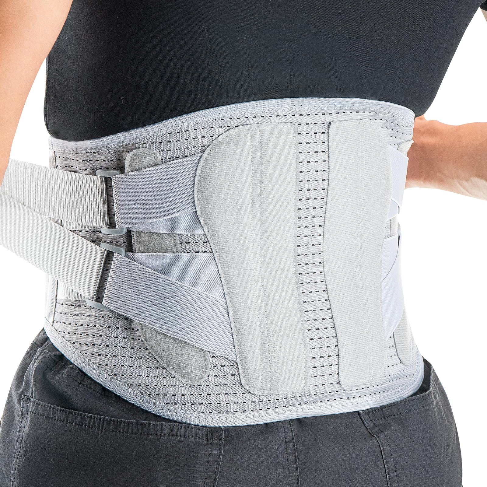INDEEMAX Back Brace for Lower Back Pain with 2 Removable Lumbar Support ...