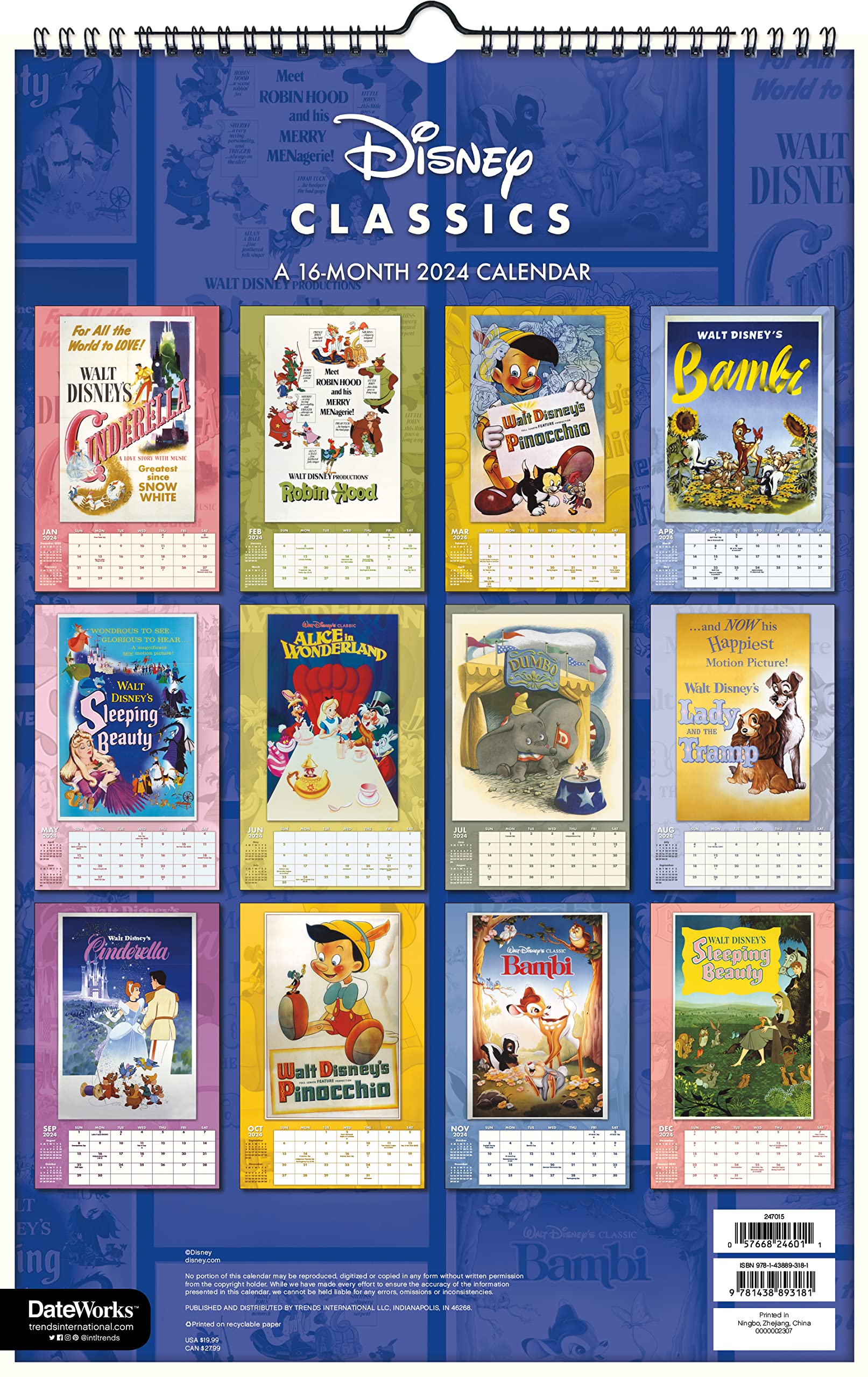 Mua 2024 Disney Classic Posters Oversized Poster Calendar trên Amazon Mỹ chính hãng 2024 | Fado