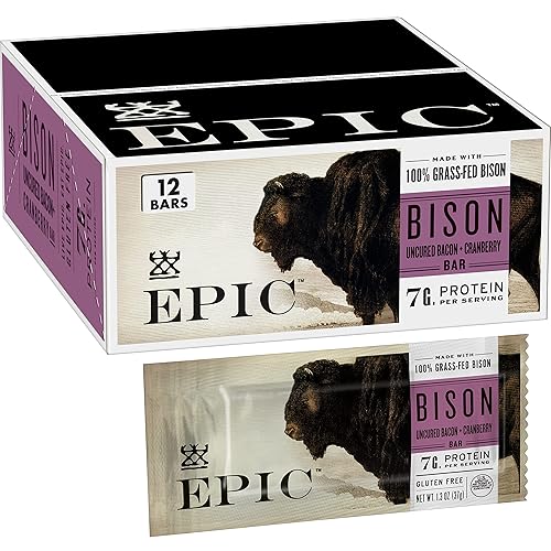 EPIC Bison Bacon Cranberry Bars, Grass-Fed, 12 Count Box 1.3oz bars in ...