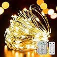 Amazon.com: LAMPHOME 100 LED 33FT Fairy Lights Battery Operated with Remote, Mini Starry String ...