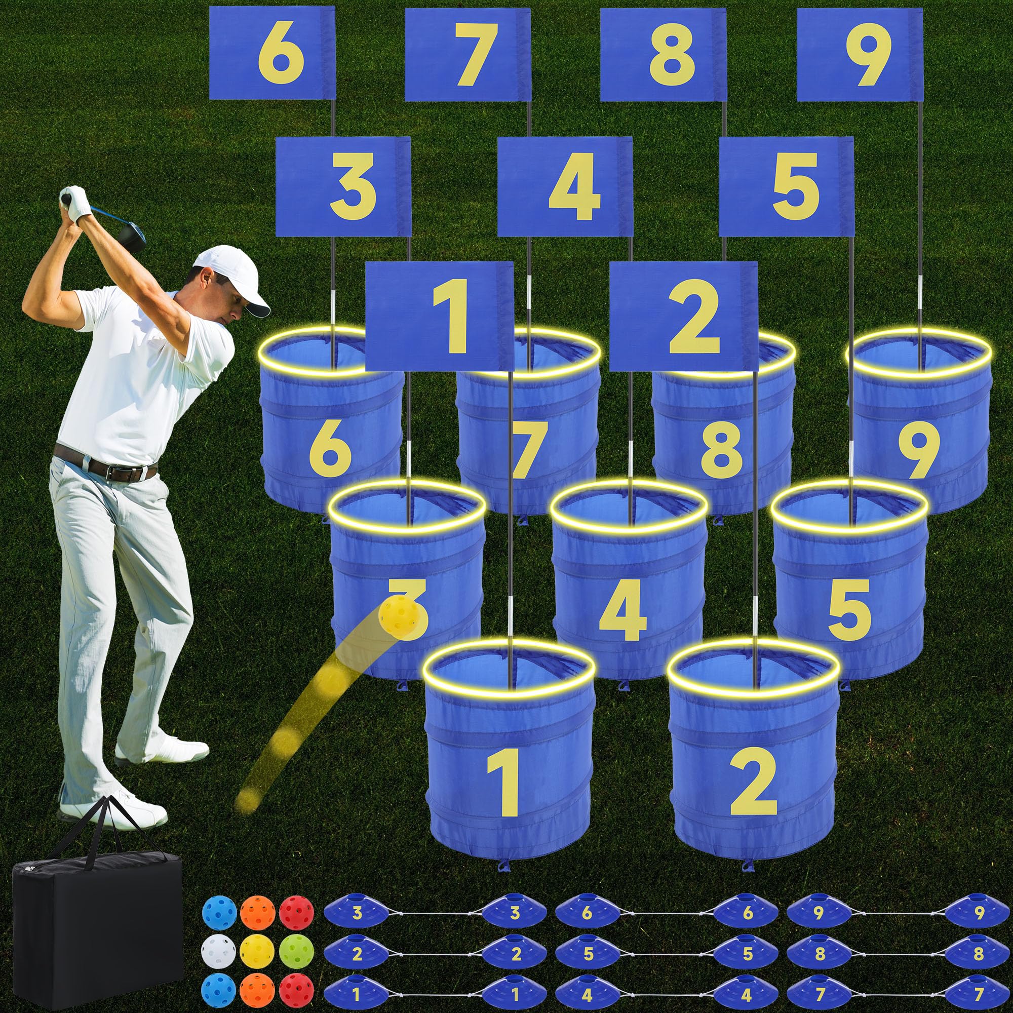 BALAPET Waterproof Golf Yard Bucket Games, 9 Holes Golf Practice Game ...