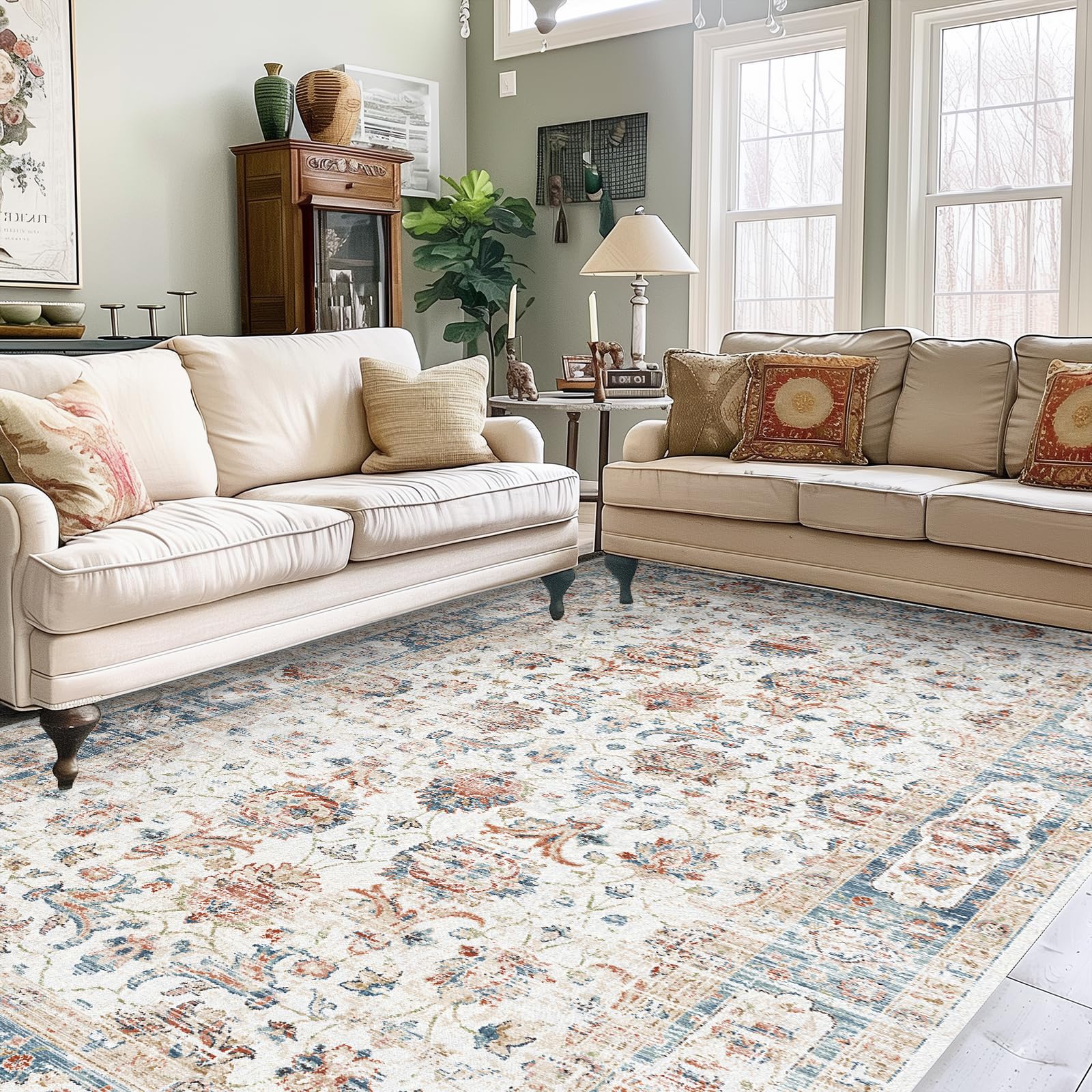 OLFRUGDT Boho Area Rug 4 x 6 Large Vintage Rugs for Farmhouse Floral ...