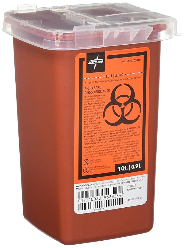 Sharps Container Biohazard Needle Disposal 1 Qt Size - 2 Pack ...