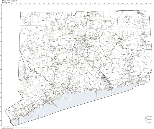 Amazon.com: ZIP Code Map State of Connecticut Laminated: Home & Kitchen