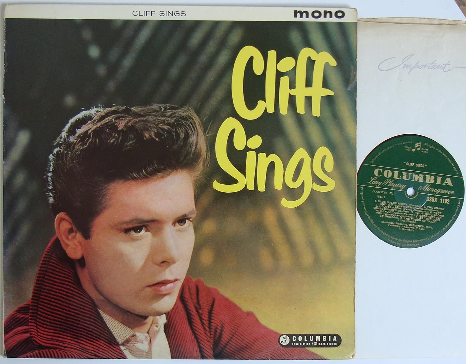 Cliff Richard & The Shadows - Cliff Sings - 12" LP 1959 - Columbia 33SX ...