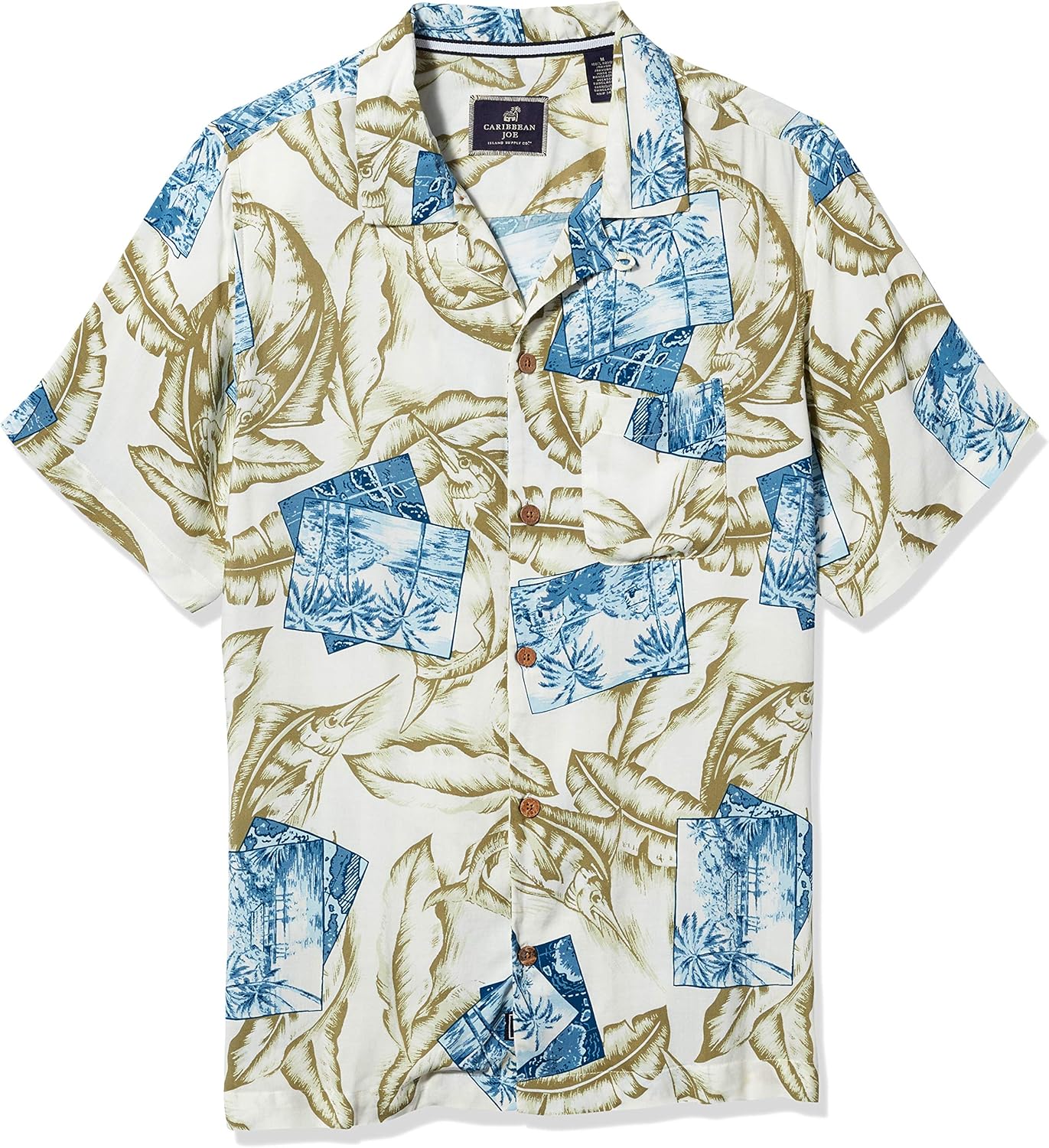 Amazon.com: Caribbean Joe Men's Slim Fit Short Sleeve Button Up Fish ...