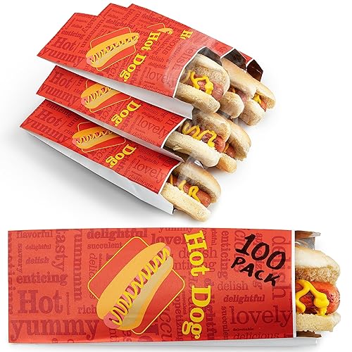 Stock Your Home Hot Dog Wrappers Foil Laminated Paper (100 Pack) Grease ...