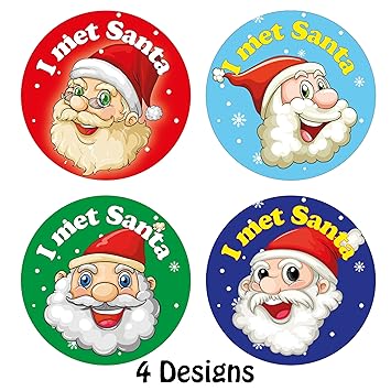 'I met Santa' Stickers (144 Pack) Christmas Stickers, Xmas, Father ...