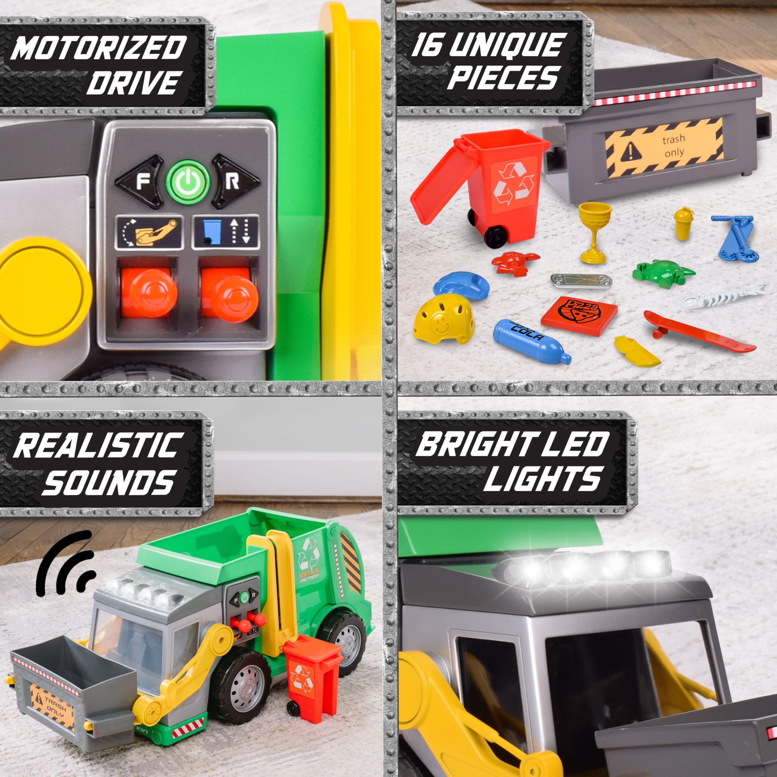 Mua Maxx Action Large Motorized 19" Maxx Action Garbage Truck Toy Set ...