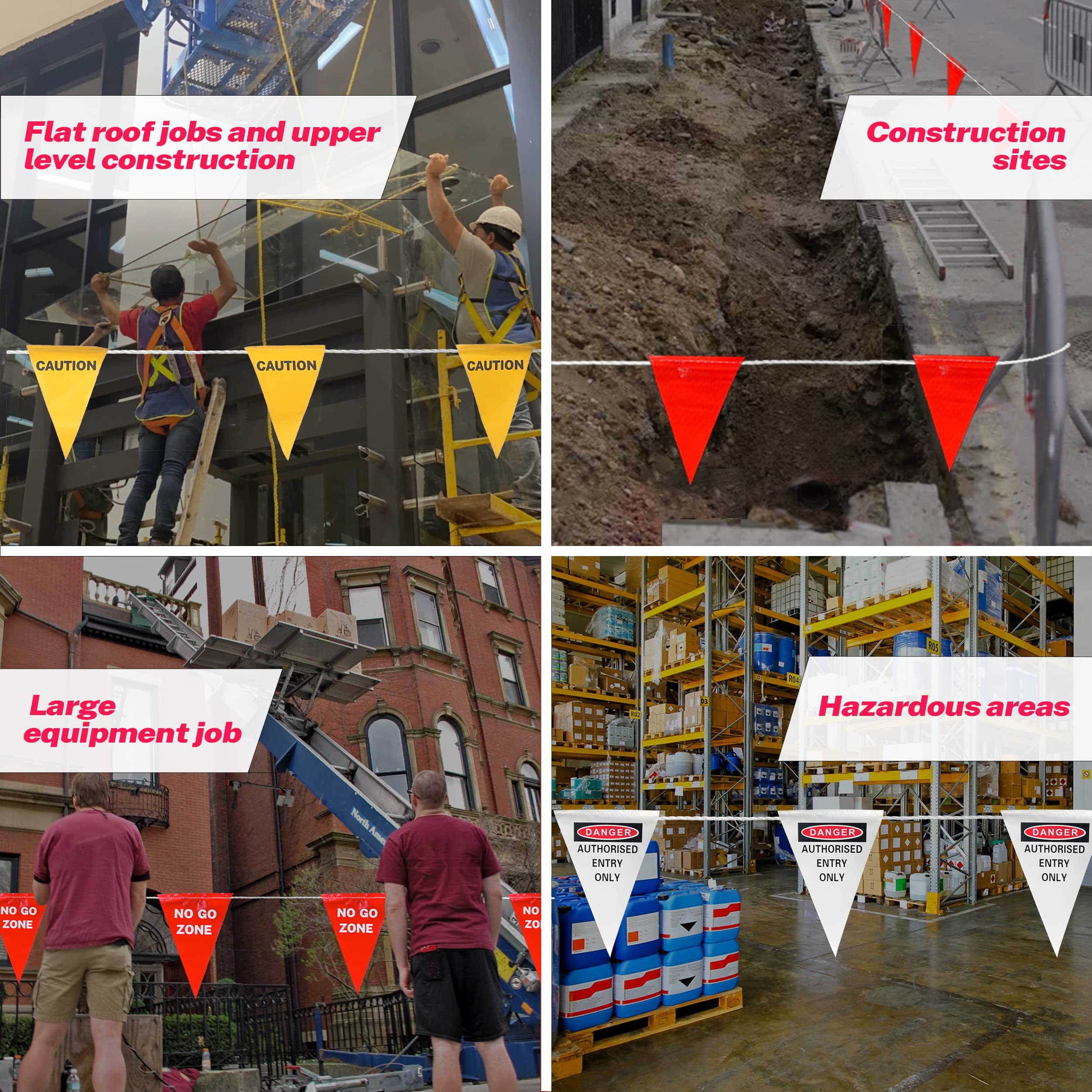 Mua OSHA 500LB Rated Flags Caution String Pennants Warn of Rooftop ...