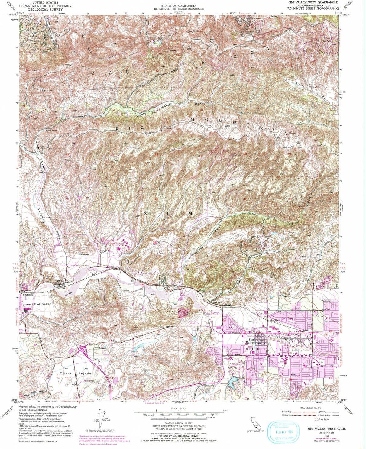 Amazon.com: YellowMaps Simi Valley West CA topo map, 1:24000 Scale, 7.5 ...