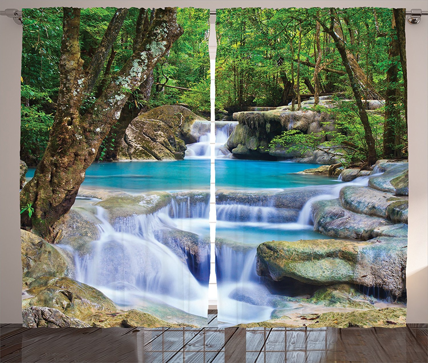 Amazon.com: Waterfall Decor Curtains Fairy Image of Asian Waterfall by ...