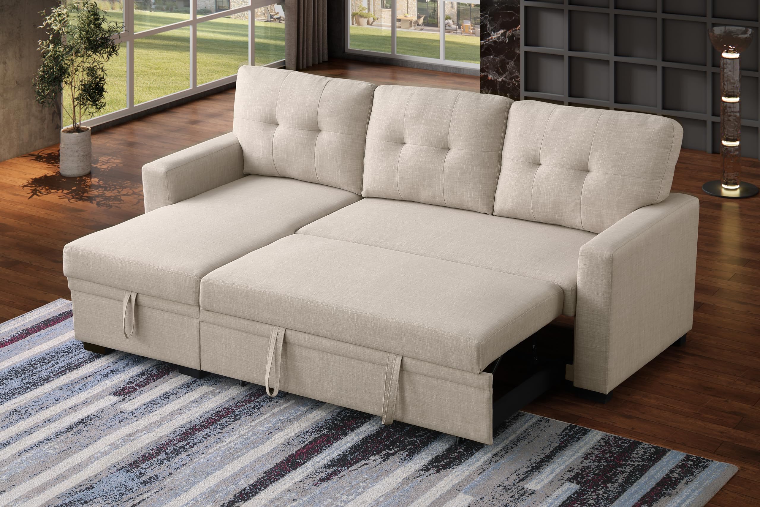 Ball & Cast Sleeper Sofa Couch with Pull Out Bed,L Shaped Sleeper Sofa ...