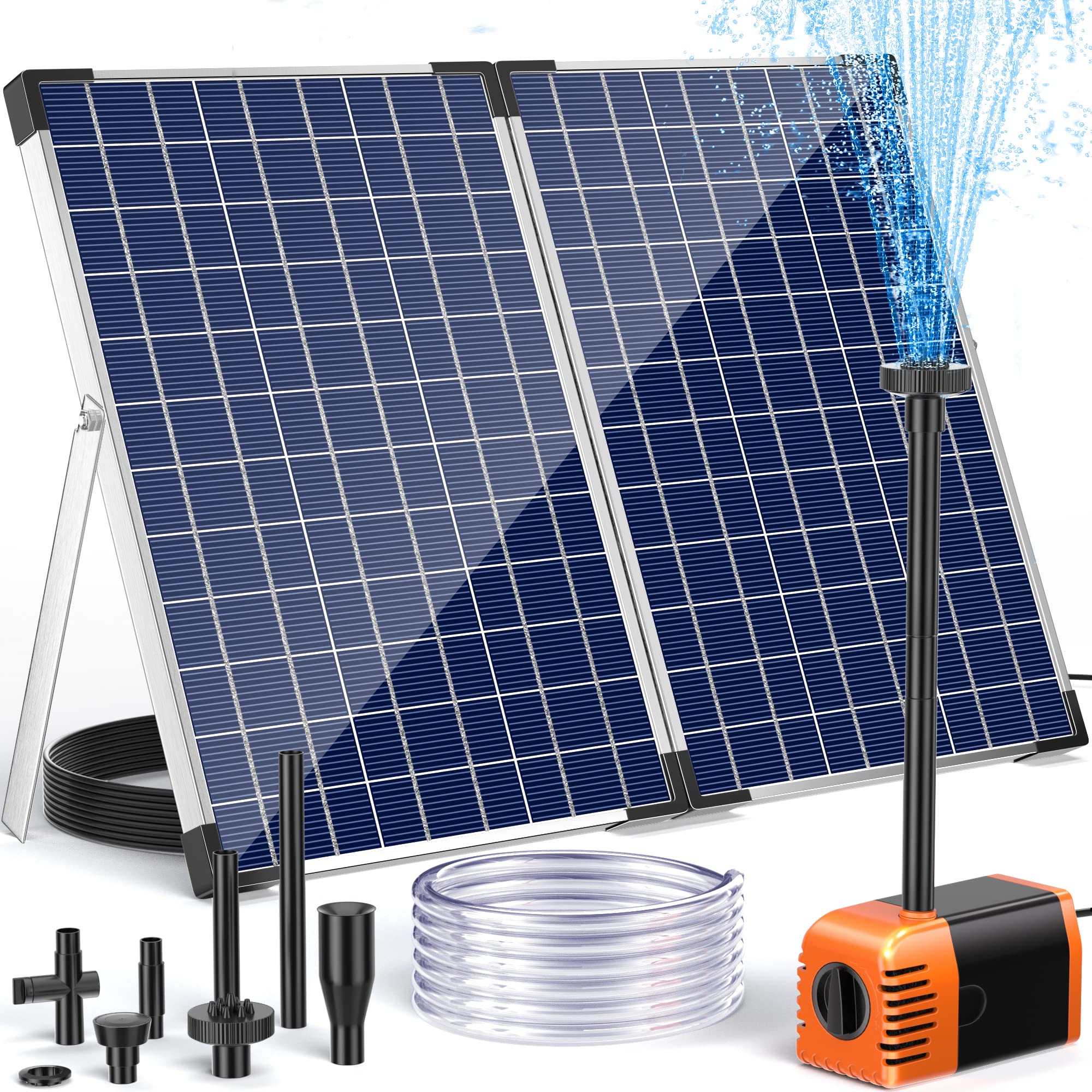POPOSOAP Solar Fountain Pump Outdoor, 35W Solar Powered Water Pump with ...