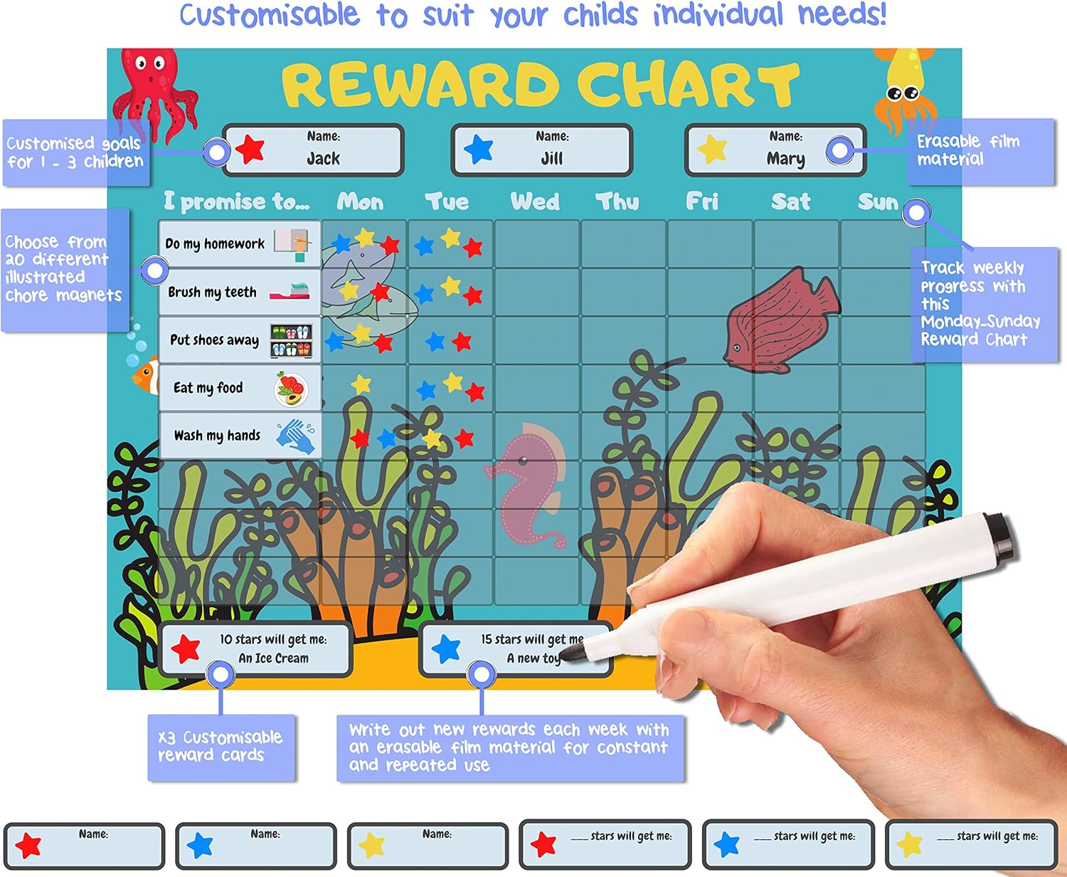 Infantory Magnetic Reward Charts for Children 176PC Bundle including a ...