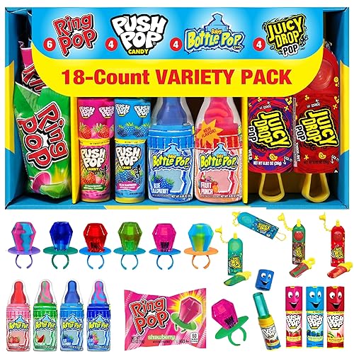 Candy Variety Pack - 18 Count Assorted Lollipops - Ring Pop, Push Pop ...