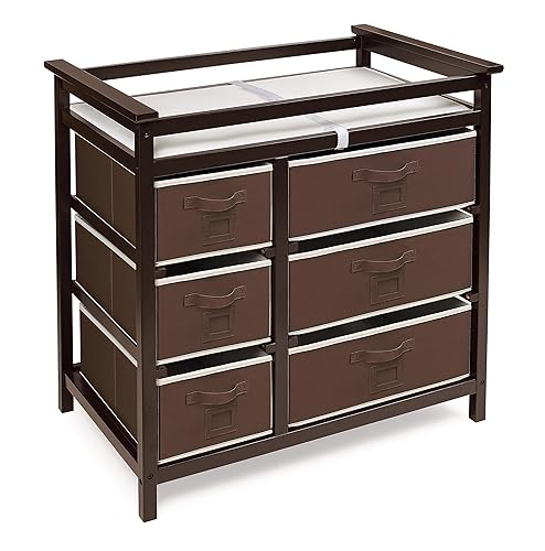 Badger Basket Modern Baby Changing Table with 6 Storage Drawers and Pad ...