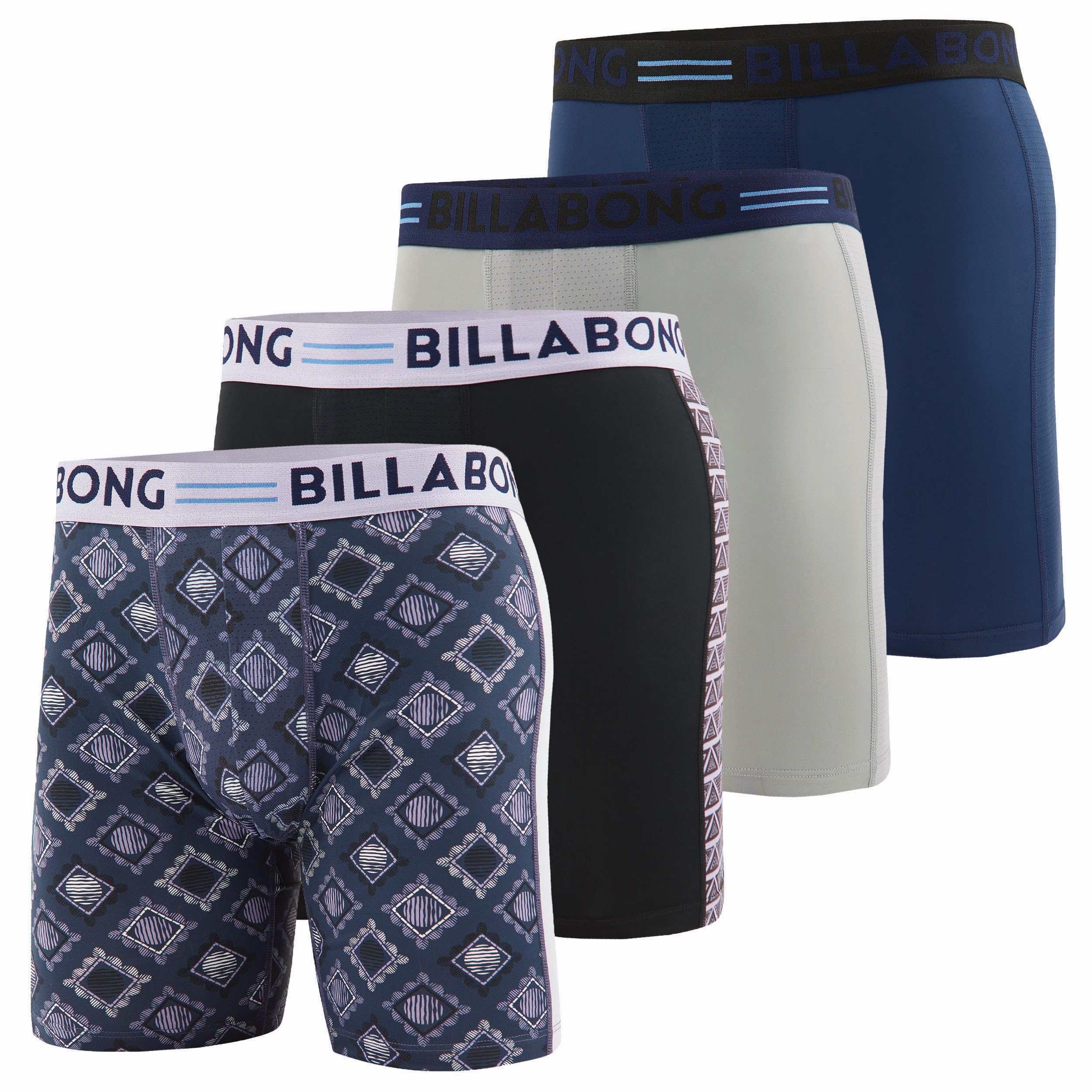 Billabong Mens Boxer Briefs 4 Pack Long Leg Performance Compression ...