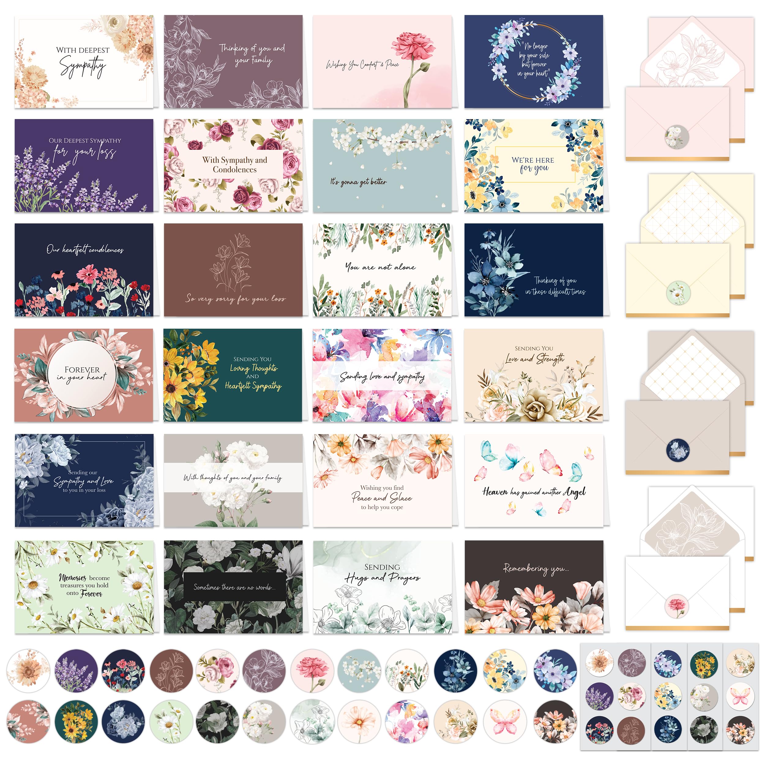 Decorably 24 Pack 6x4in Assorted Sympathy Cards with Envelopes and ...