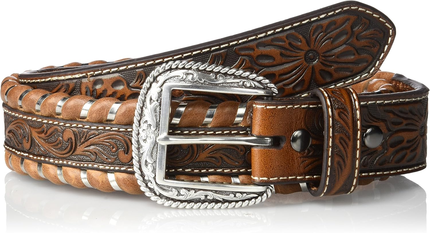 Ariat cinturón occidental de encaje de acero café para hombre, Marrón ...