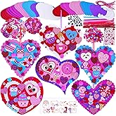 Amazon.com: Winlyn 24 Sets Valentine's Day Craft Kits Heart Crafts DIY ...