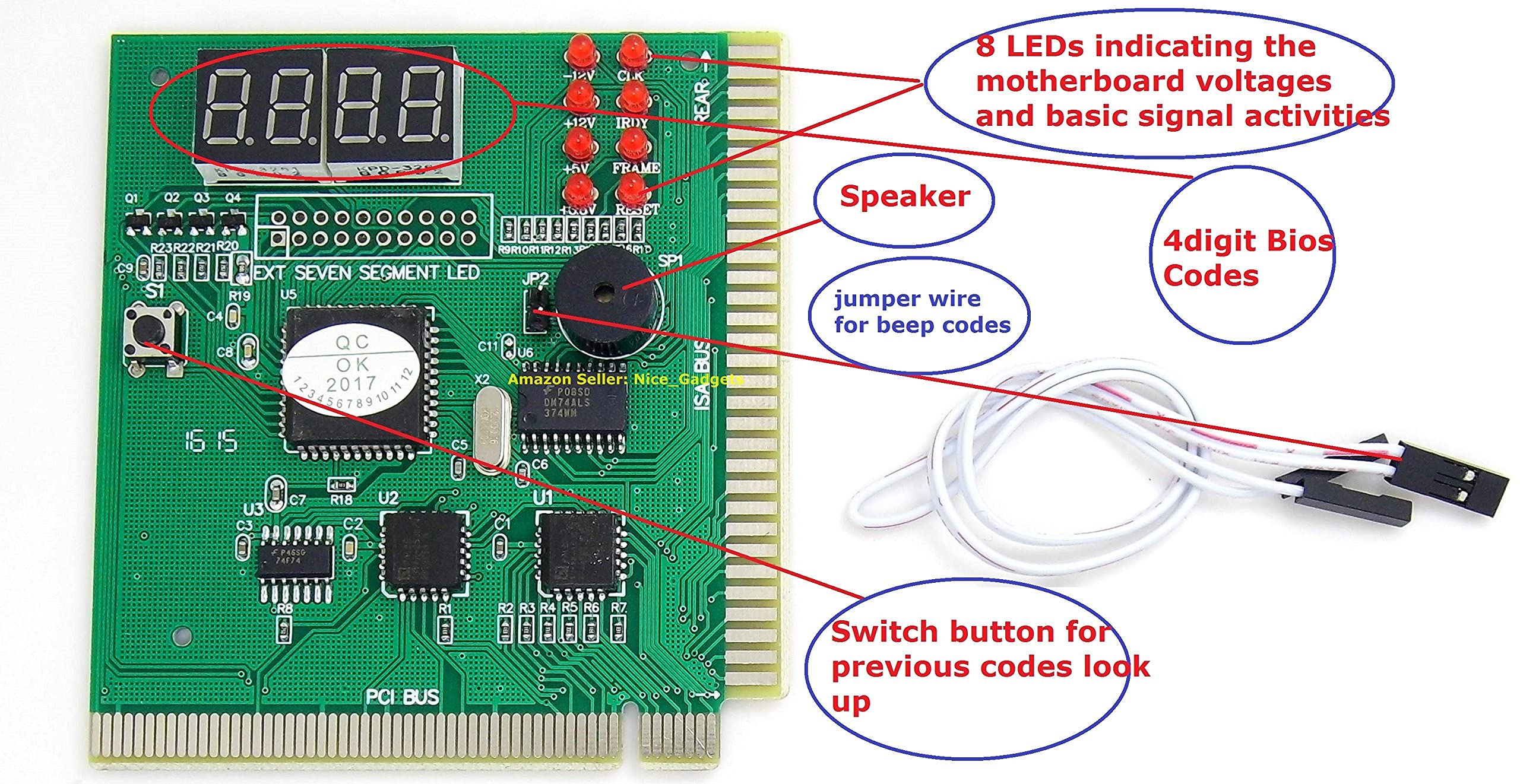 Mua PC Computer PSU and Motherboard Tester Tool PCI & ISA SDRAM Post ...