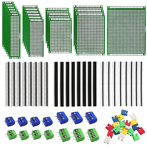 Sunxeke 82 Piece Double Sided PCB Board Kit with 5 Sizes,40Pin 2.54mm ...