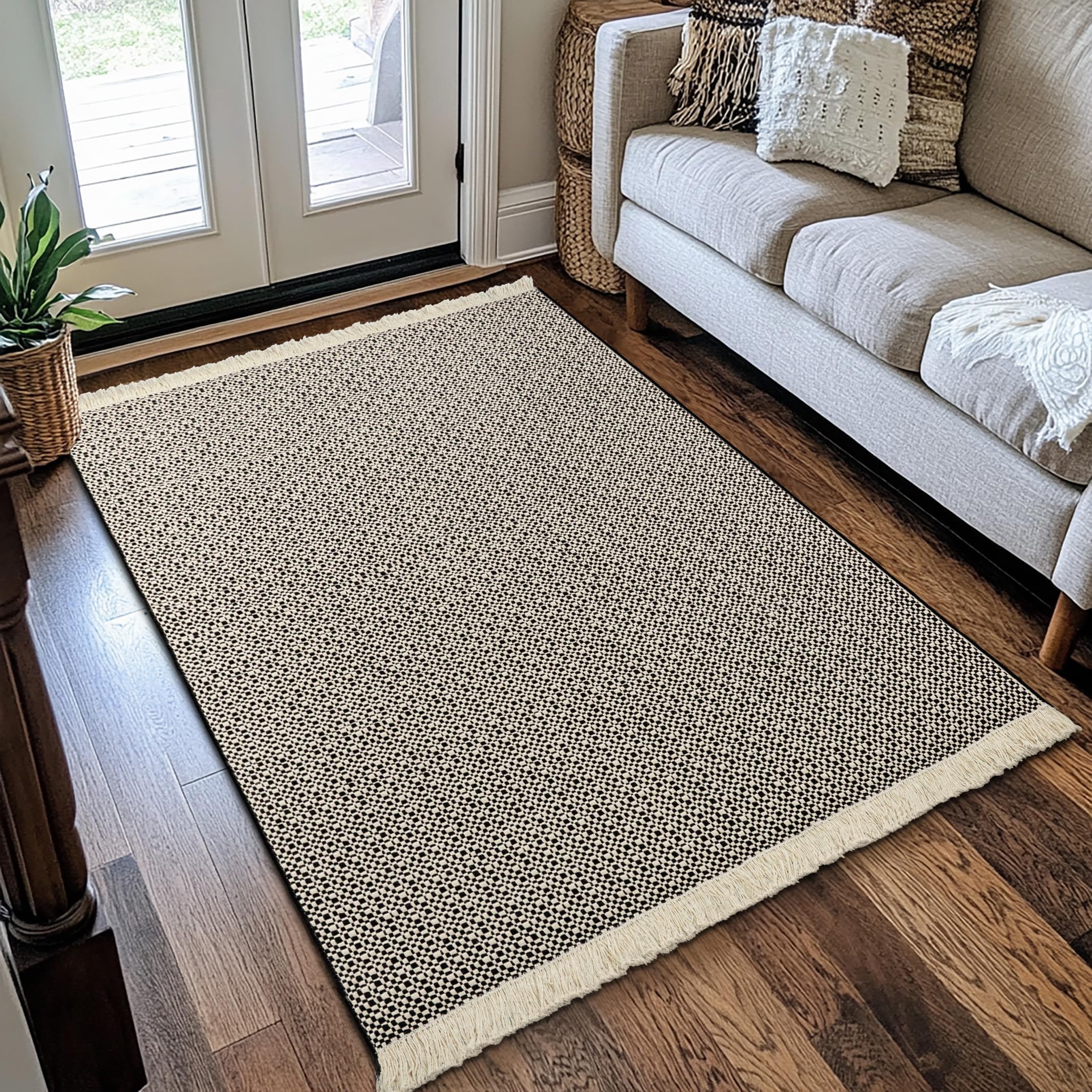 Tritard Entryway Rugs 3x5 Woven Cotton Checkered Kitchen Rug with ...