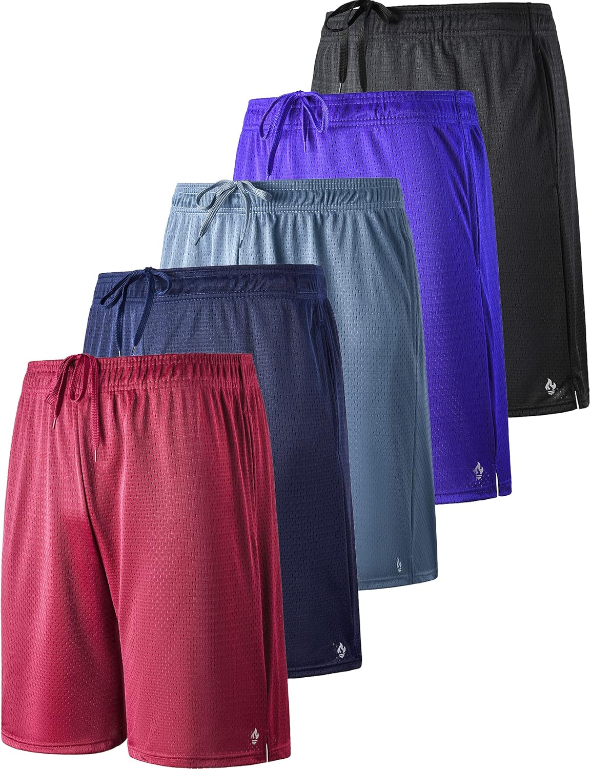 Liberty Pro 5 Pack Men's 9 Inch Athletic Mesh Performance Shorts with ...