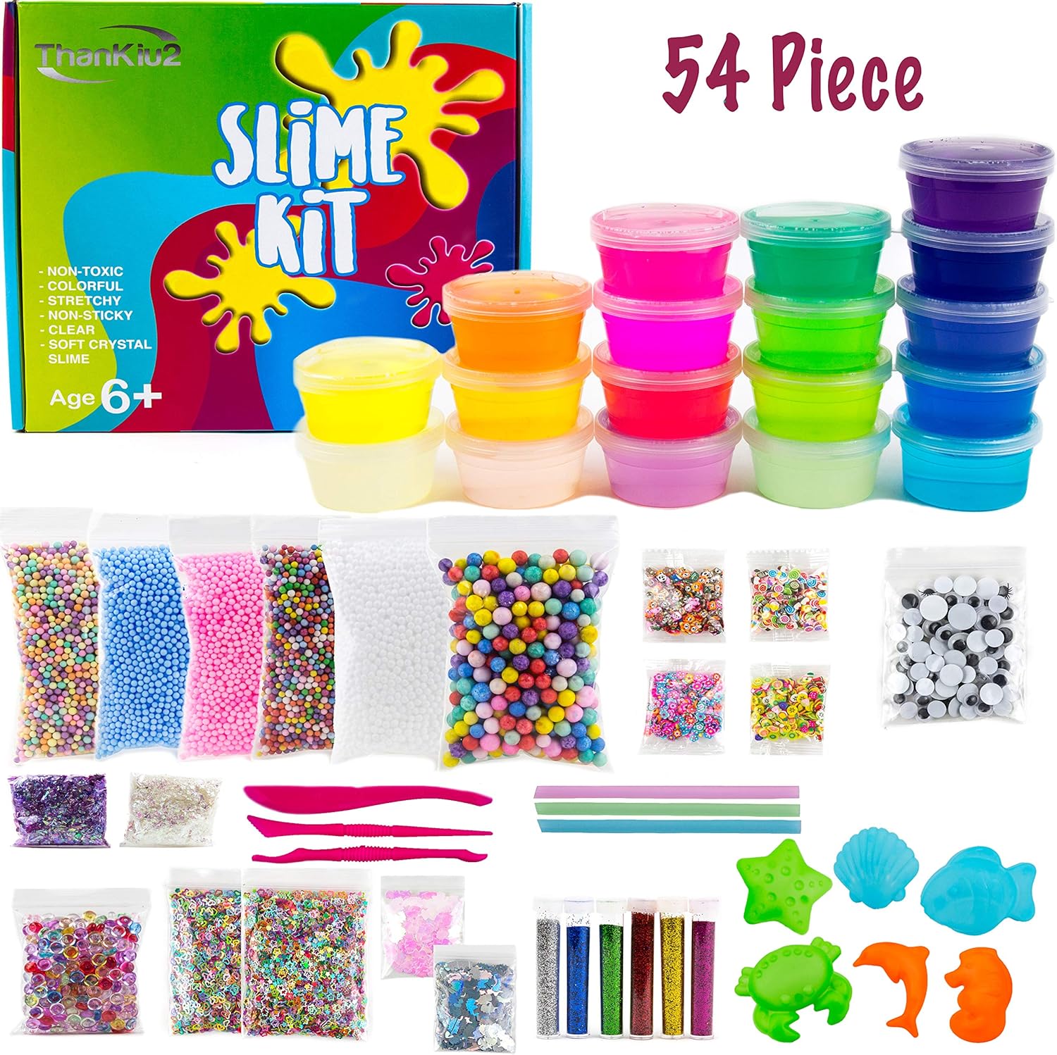 Amazon.com: DIY Slime Kit for Girls and Boys–54 pack Ultimate Premade ...