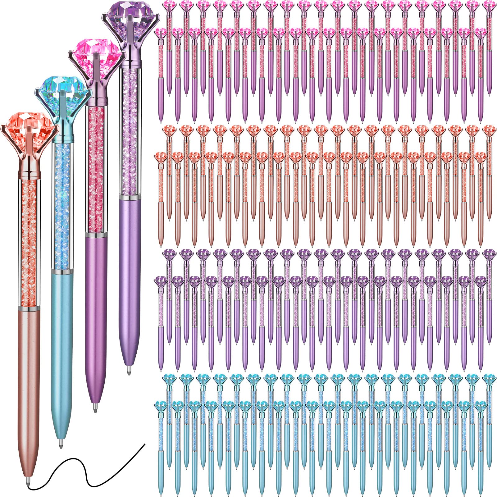 Sherr 160 Pack Big Crystal Diamond Pens Cute Ballpoint Pens Retractable Ballpoint Gem Pens ...