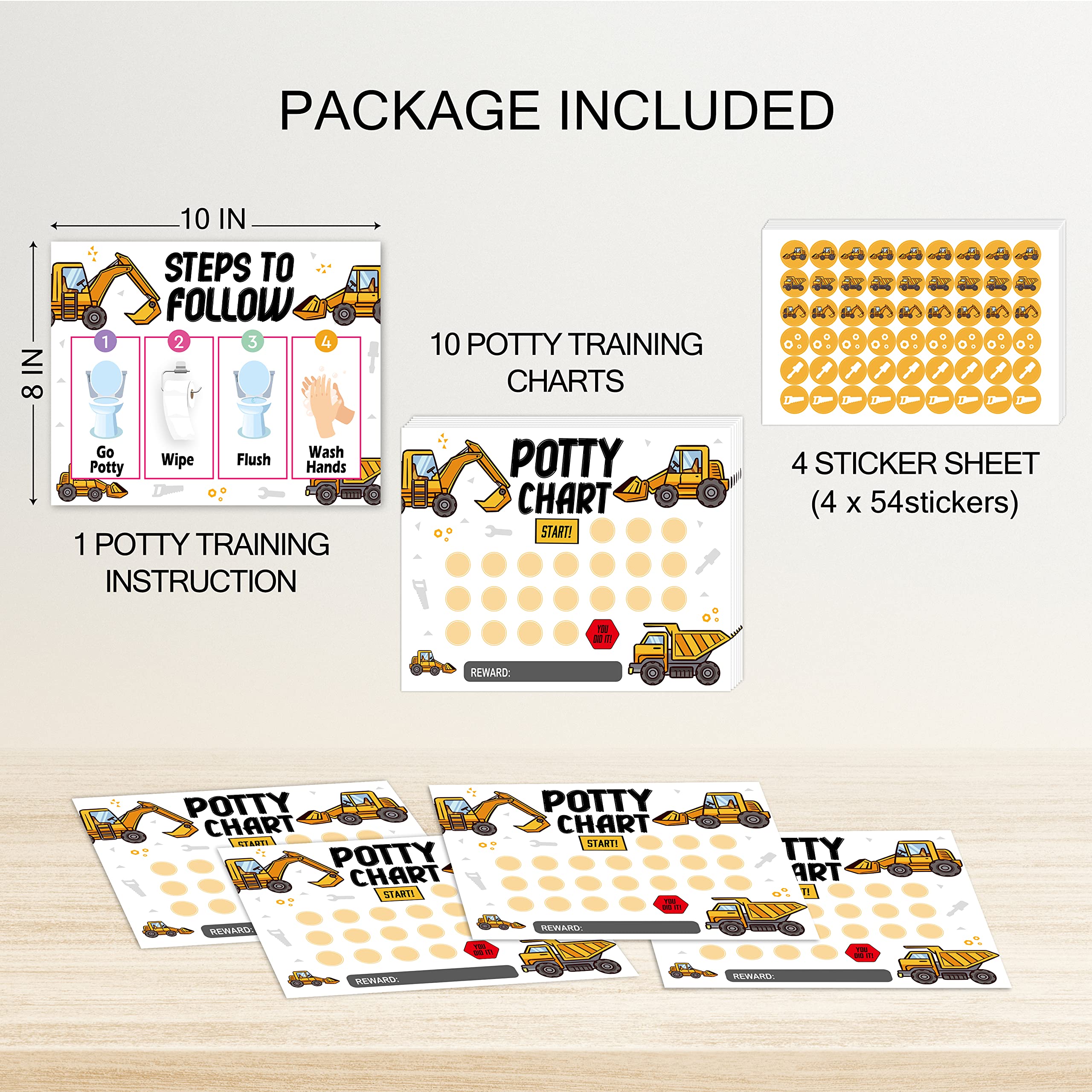 Potty Training Sticker Chart, Step to Follow, Construction Toilet ...