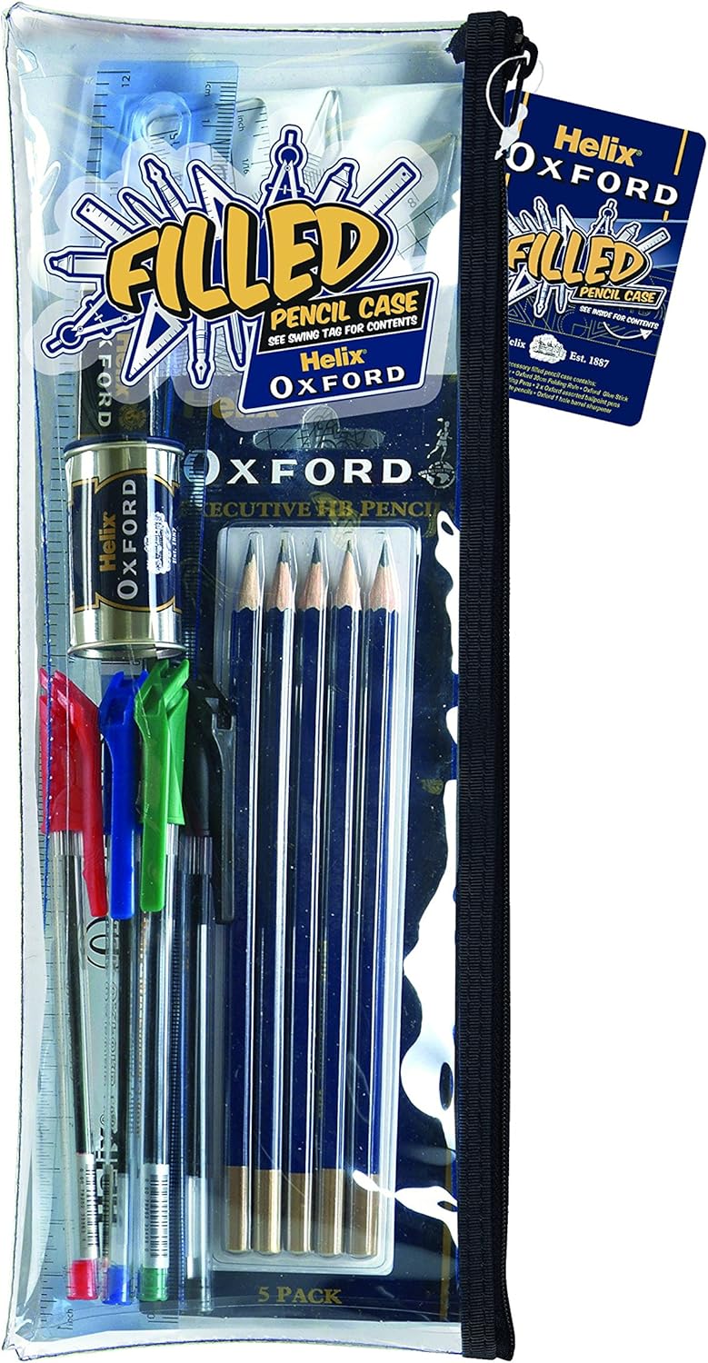 Helix Oxford Complete Stationery Set in 13.5 inch Pencil Case: Amazon ...