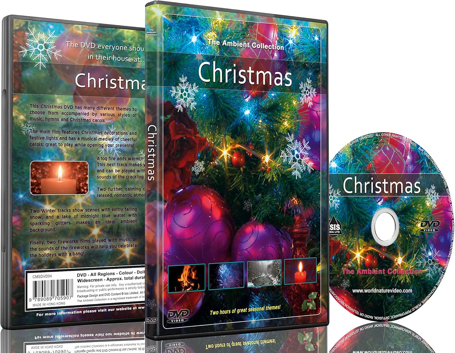 Christmas DVD with Falling Snow Christmas Lights Fireplace and ...