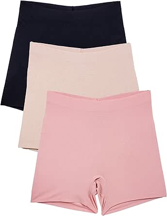 3 Pack Women Invisible No-Show Seamless Performance Mesh Boyshort Boxer ...