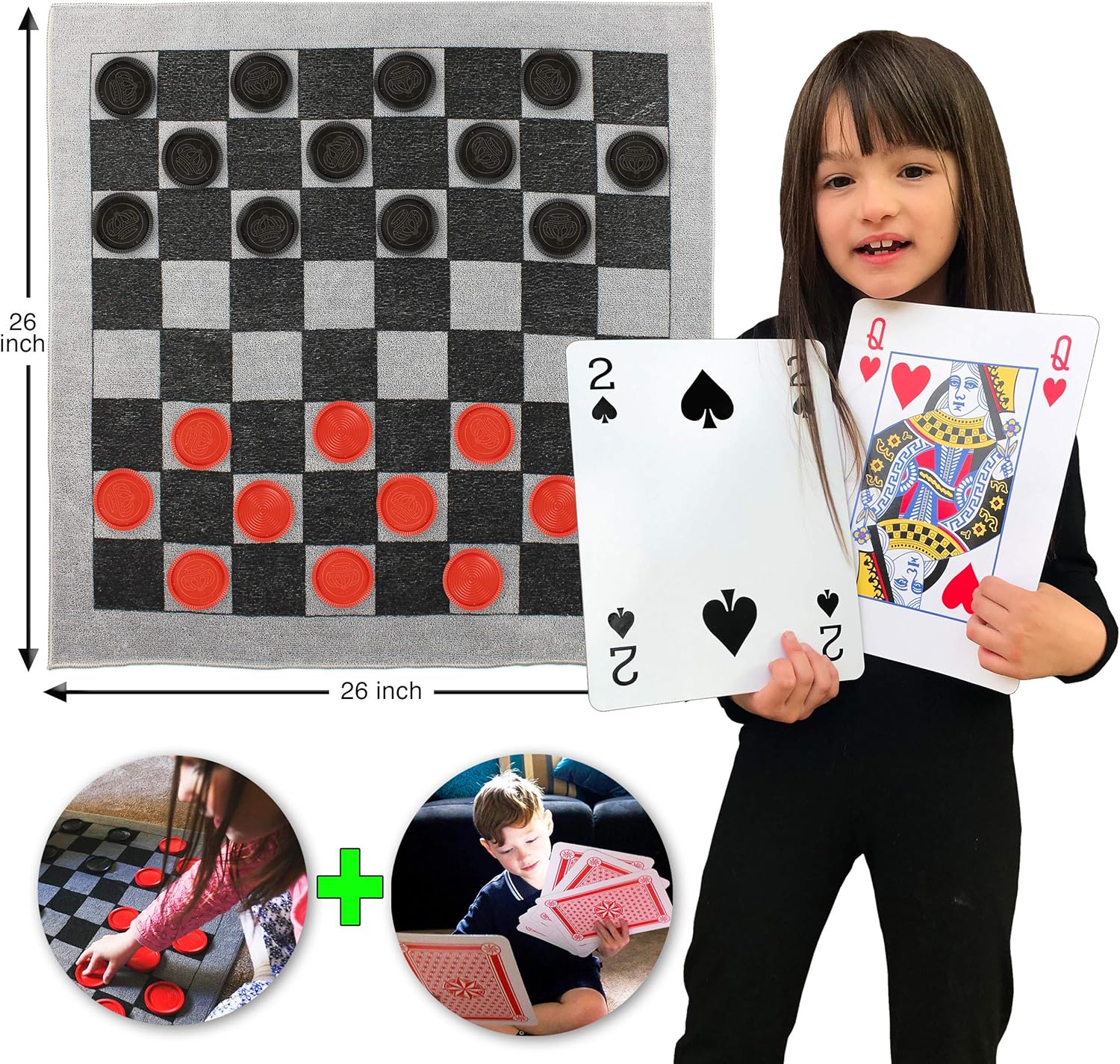 Elite Sportz Jumbo Checkers Rug Game, Large Playing Cards and Tic Tac ...