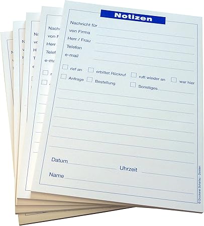 8x Notizblocks Telefonnotiz in Blau - Notizen - 50 Blatt, DIN A5 ...